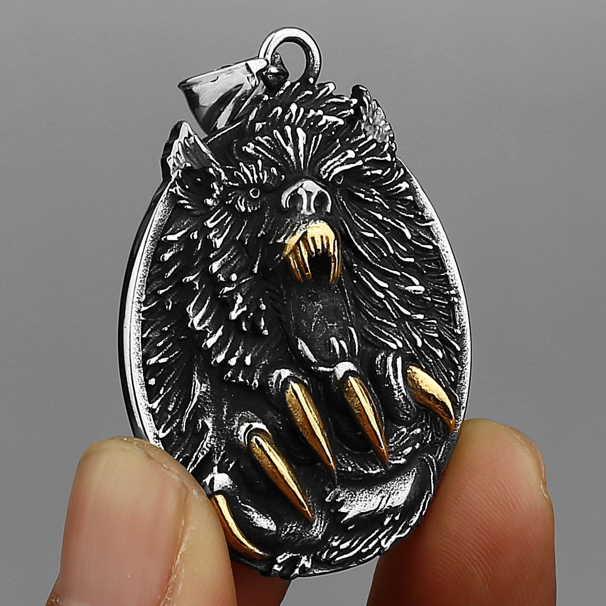 Viking Gold Worship Pavilion Werewolf Titanium Steel Pendant Necklace ...