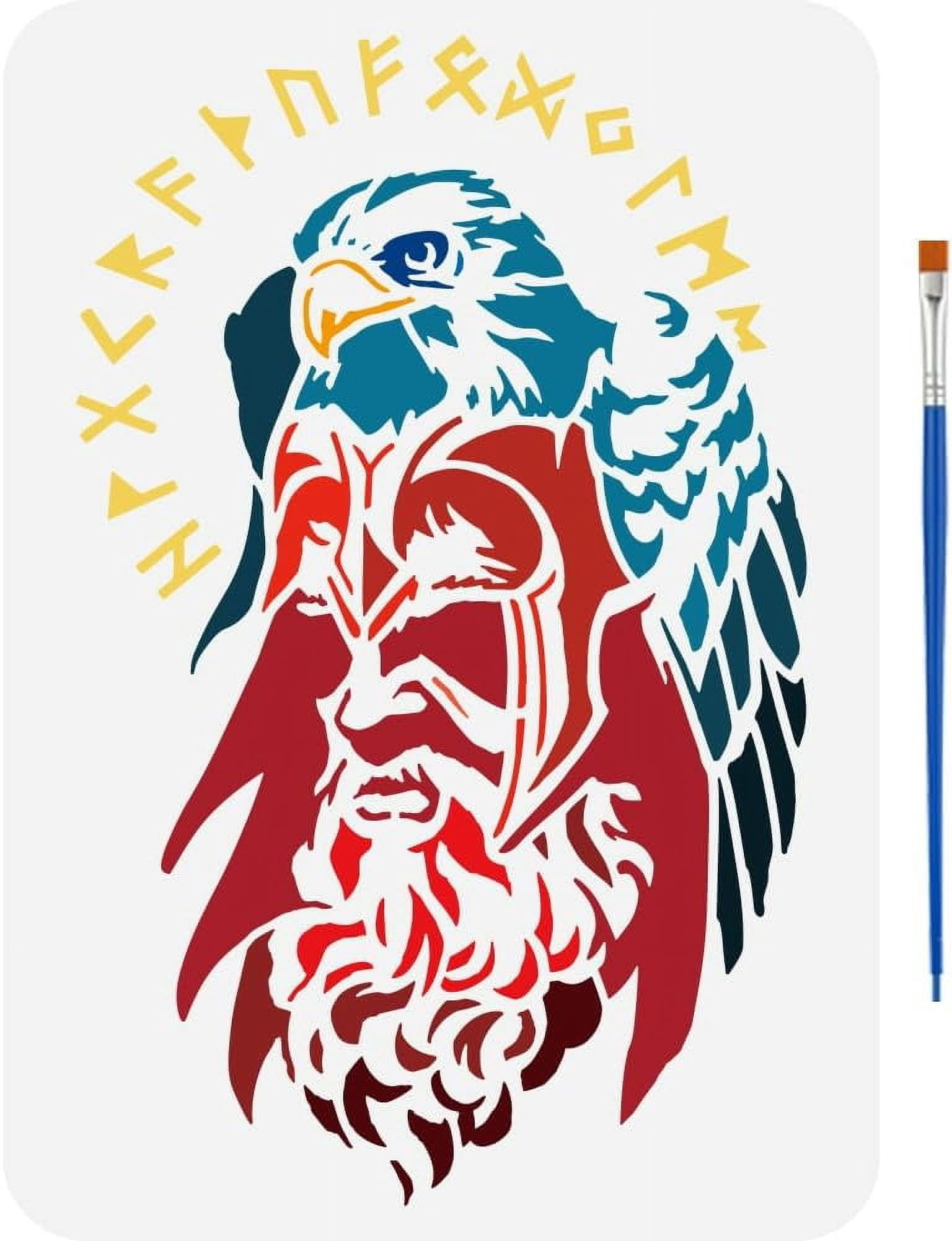 Viking Heads Stencil with Brush 11.6x8.2inches Character Theme Reusable ...
