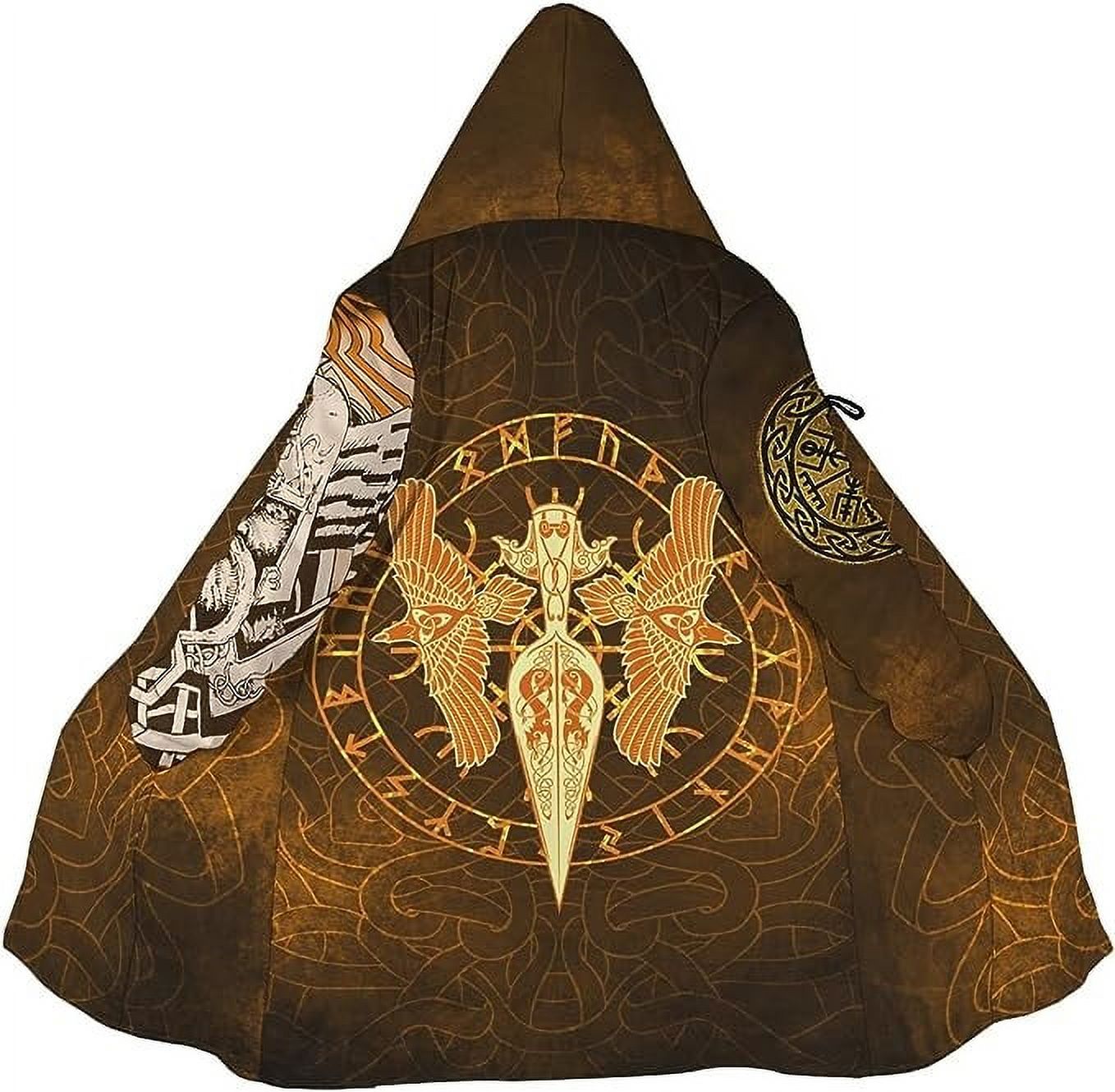 Viking Hooded Cape Unisex 3D Printed Anchor Raven Odin Celtic Knot ...