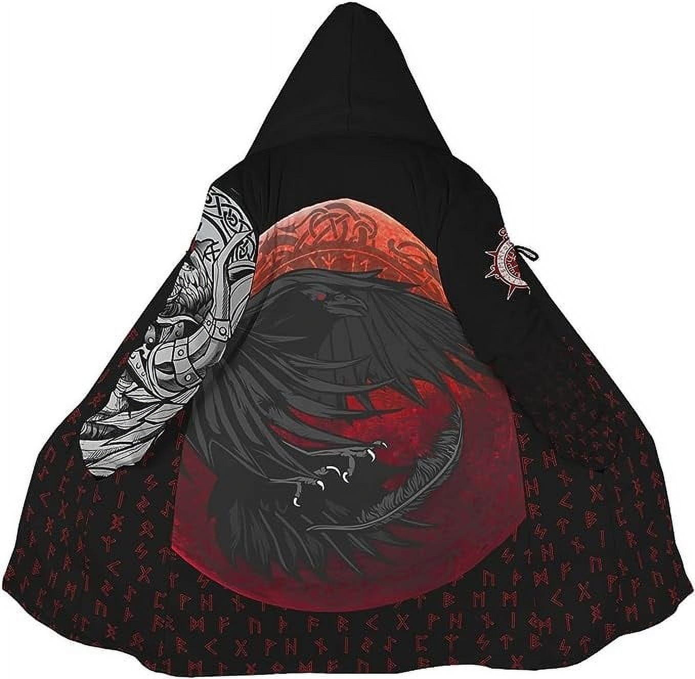 Viking Hooded Cape Unisex 3D Printed Awe Helmet Raven Rune Viking ...