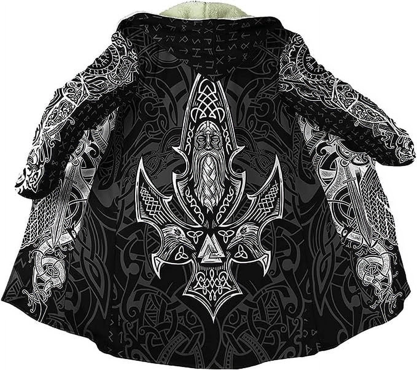 Viking Hooded Cape Unisex 3D Printed Awe Helmet Skull Ax Celtic Knot ...