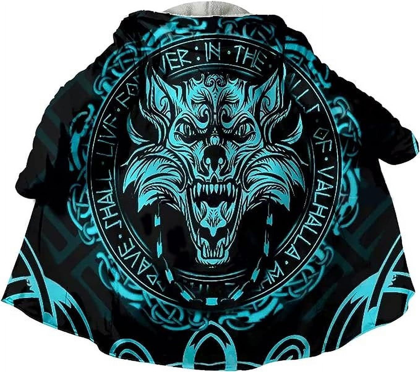 Viking Hooded Cape Unisex 3D Printing Fenrir Wolf Chain Viking Dragon Compass Pagan Totem ...