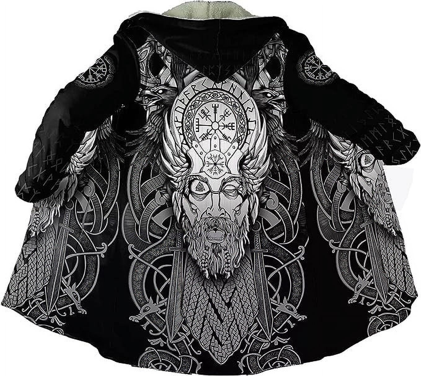 Viking Hooded Cape Unisex 3D Printing Fenrir Wolf Compass Raven Odin ...