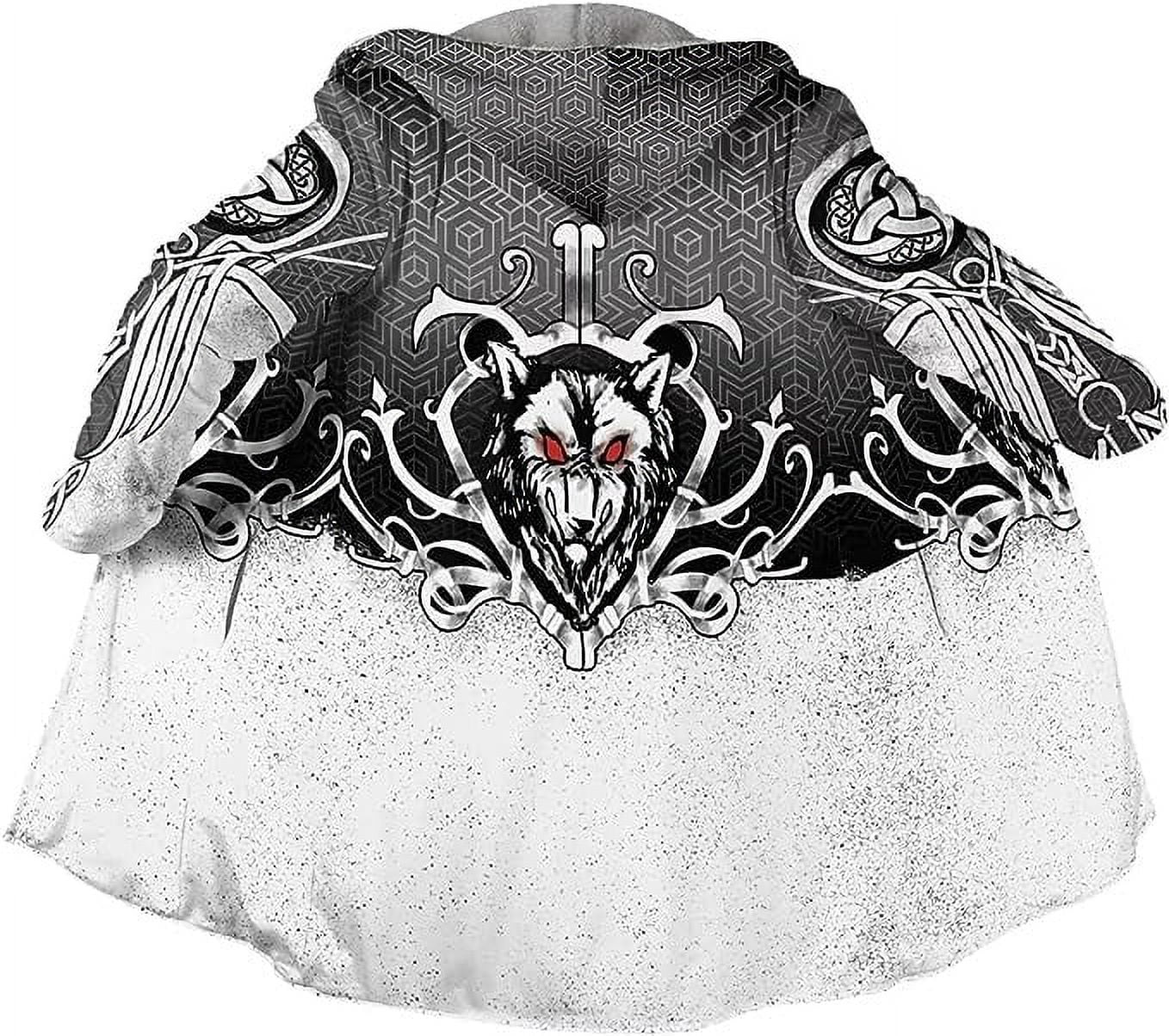 Viking Hooded Cape Unisex 3D Printing Fenrir Wolf Cross Tree Of Life ...