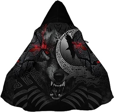 Viking Hooded Cape Unisex 3D Printing Fenrir Wolf Tree Of Life Viking ...