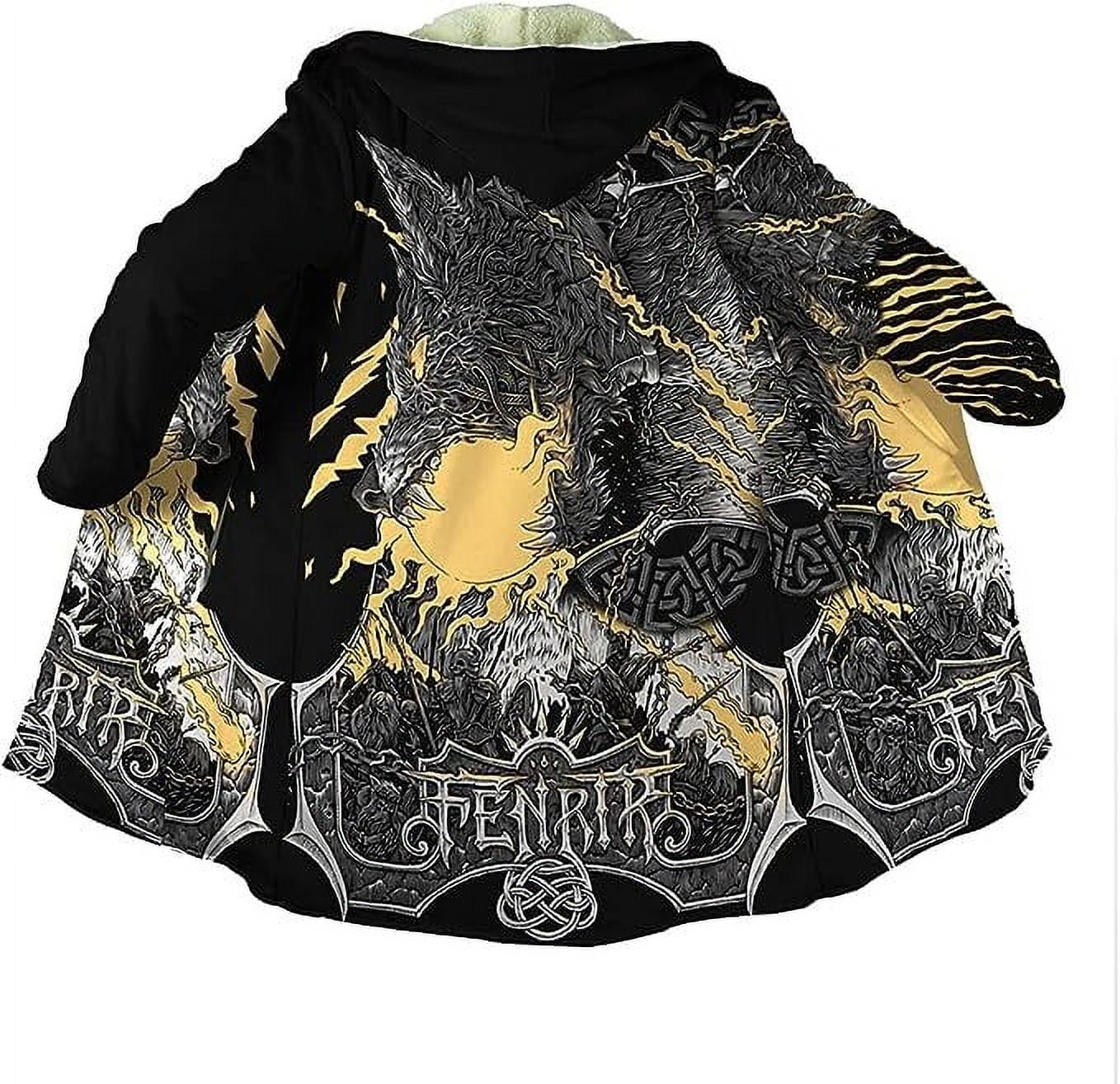 Viking Hooded Cape Unisex 3D Printing Yin Yang Wolf Tree Of Life Celtic ...