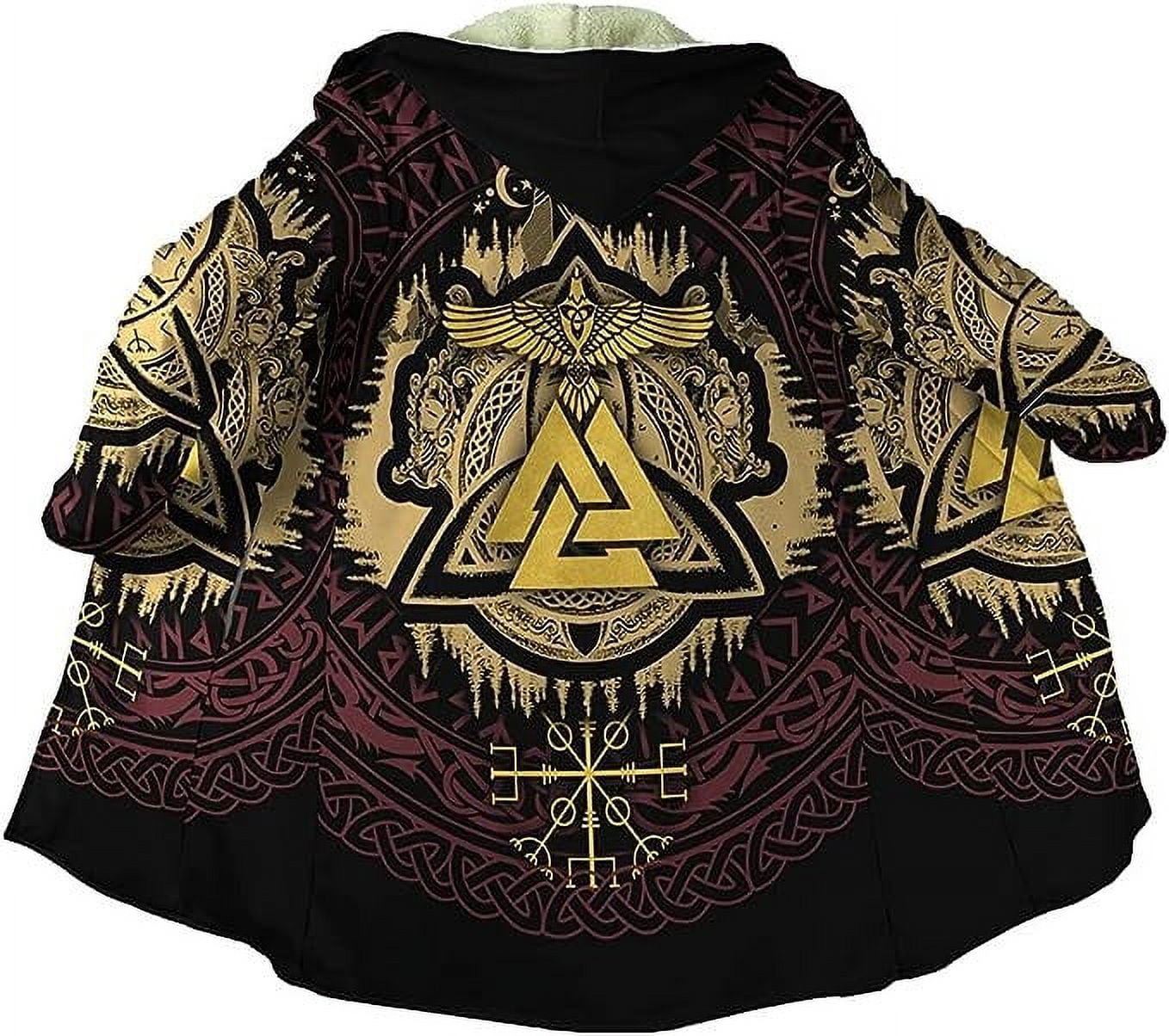 Viking Hooded Cloak Unisex 3D Printing Crow Vegvisir Celtic Knot Yin ...
