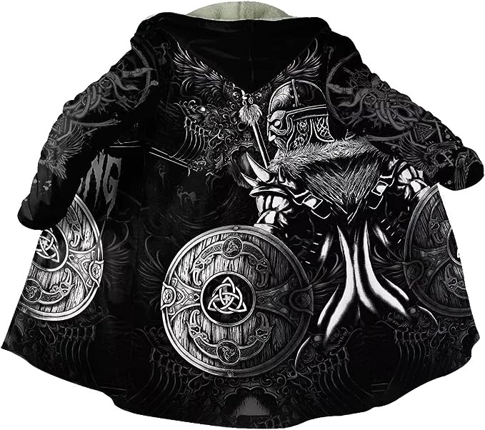 Viking Hooded Cloak Unisex 3D Printing Odin Raven Vegvisir Celtic Knot ...