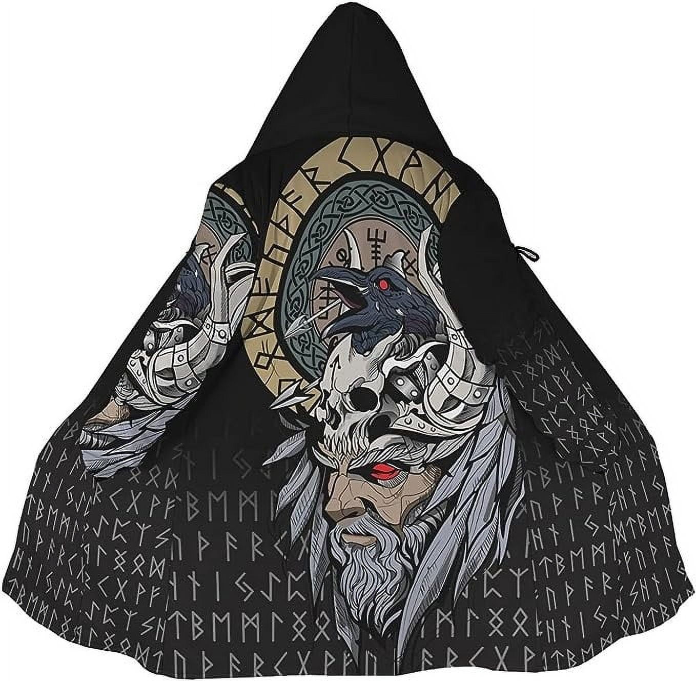 Viking Hooded Cloak Unisex 3D Printing Skull Valhalla Crow Vegvisir ...