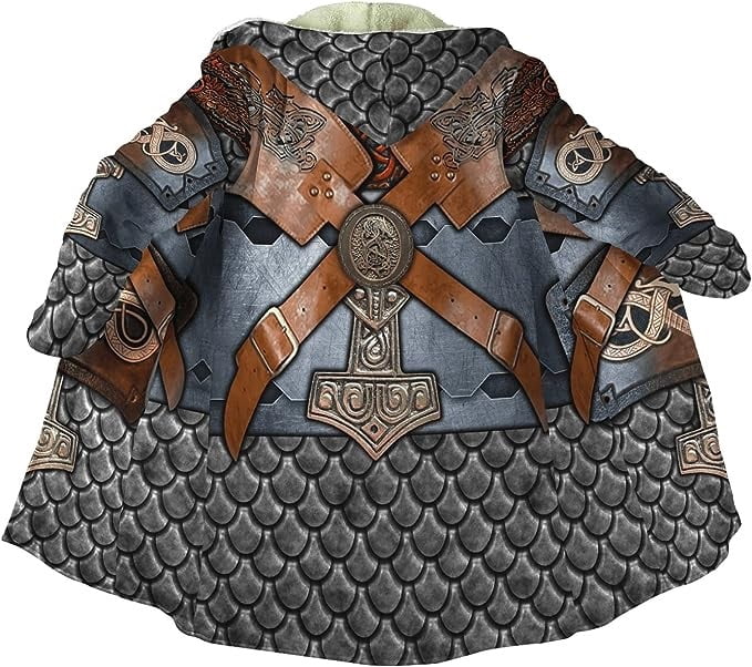 Viking Hooded Cloak Unisex 3D Printing Warrior Bear Paw Fenrir Wolf ...