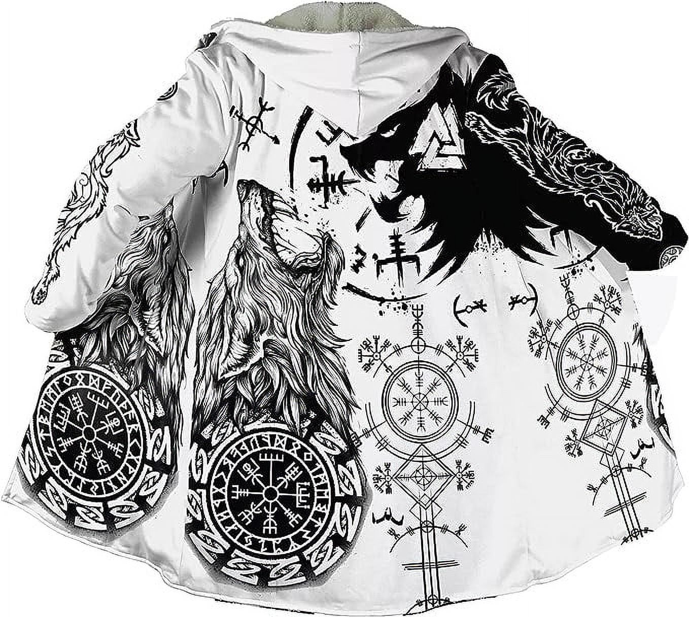 Viking Hooded Cloak Unisex 3D Printing Yin-yang Wolf Vegvisir Celtic ...