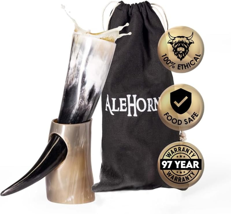 Viking Horn Mug with Stand | Viking Drinking Horn Mug, Viking Cup ...
