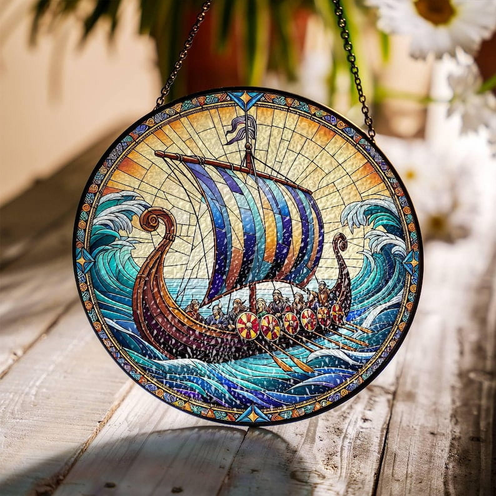Viking Longboat Stained Glass Viking LongShip SunCatcher Light Catcher ...