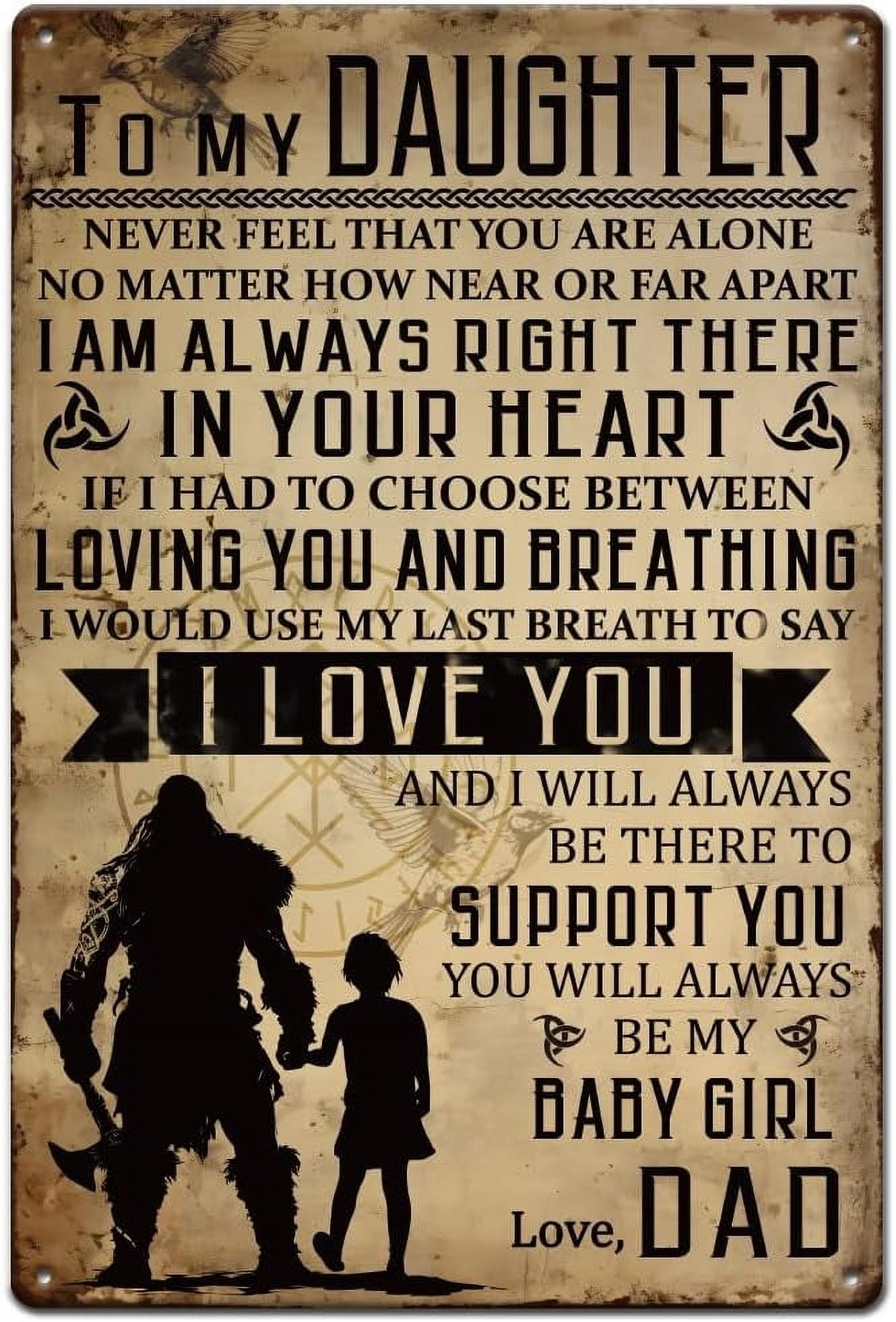 Viking Metal Tin Sign to My Daughter Tin Sign I Love You from Dad to ...