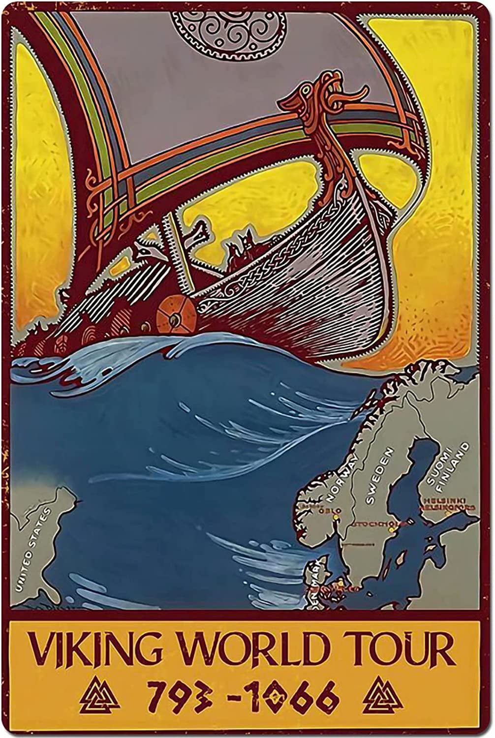 Viking Metal Tin Sign,Viking World Tour,Metal Wall Panel Retro Art ...
