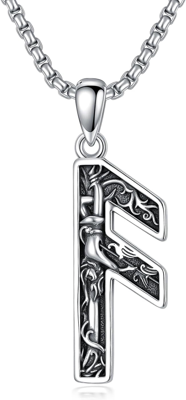 Viking Necklace 925 Sterling Silver Viking Rune Letter Norse Jewelry ...