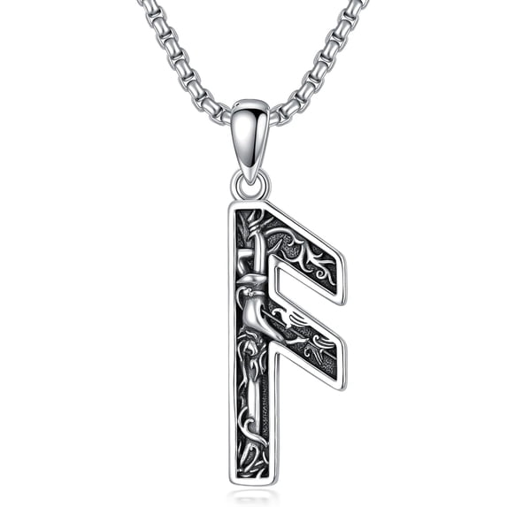 Viking Necklace 925 Sterling Silver Viking Rune Letter Norse Jewelry ...