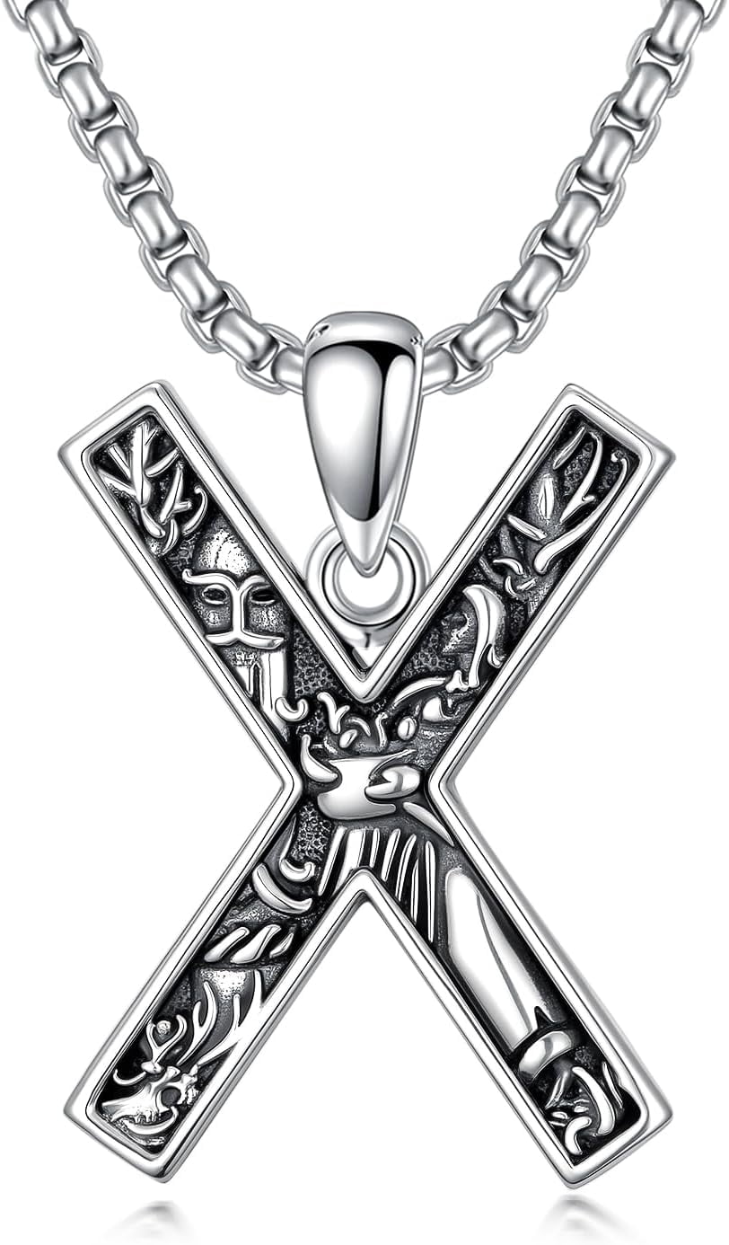 Viking Necklace 925 Sterling Silver Viking Rune Letter Norse Jewelry ...