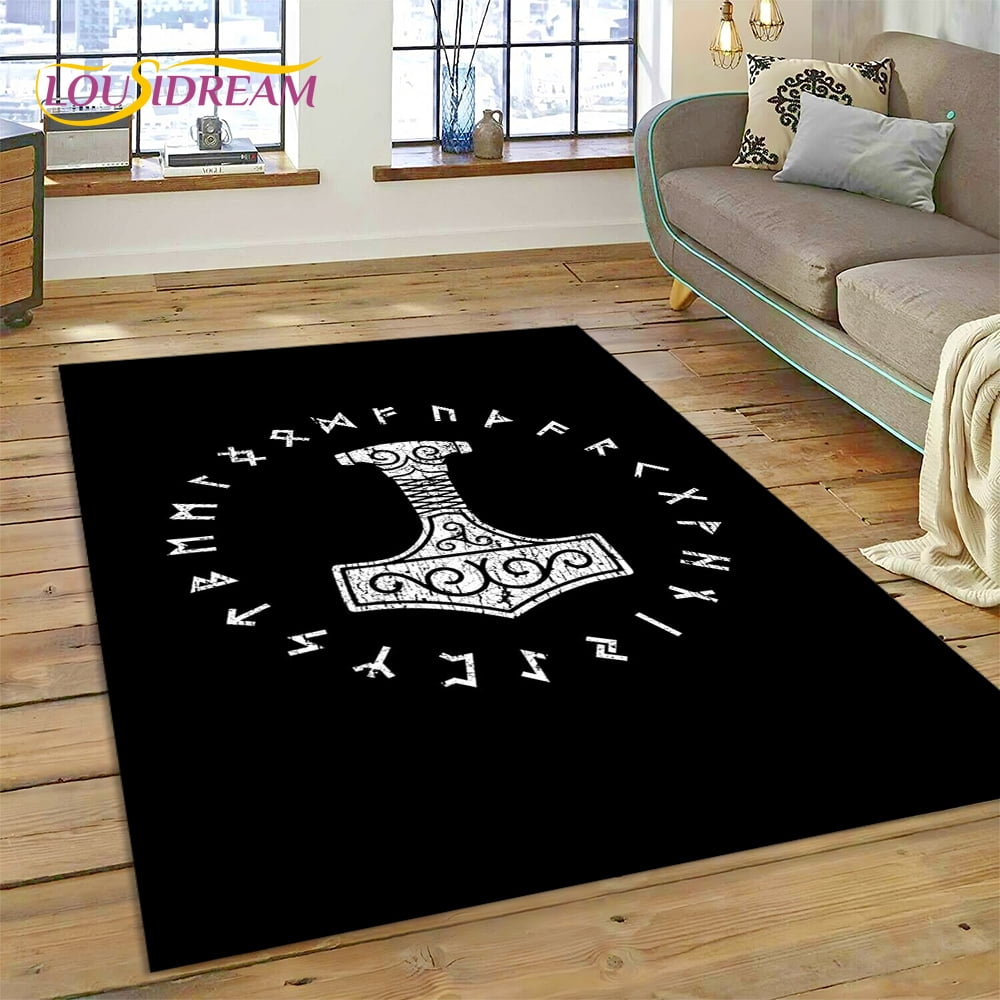 Viking Nordic Odin Valhalla Cartoon Valknut Carpet Rug for Home Living ...