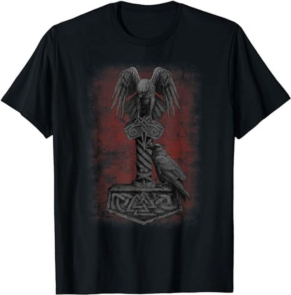 Viking Norse Mythology Thor's Mjolnir Odin's Huginn & Muninn T-Shirt ...