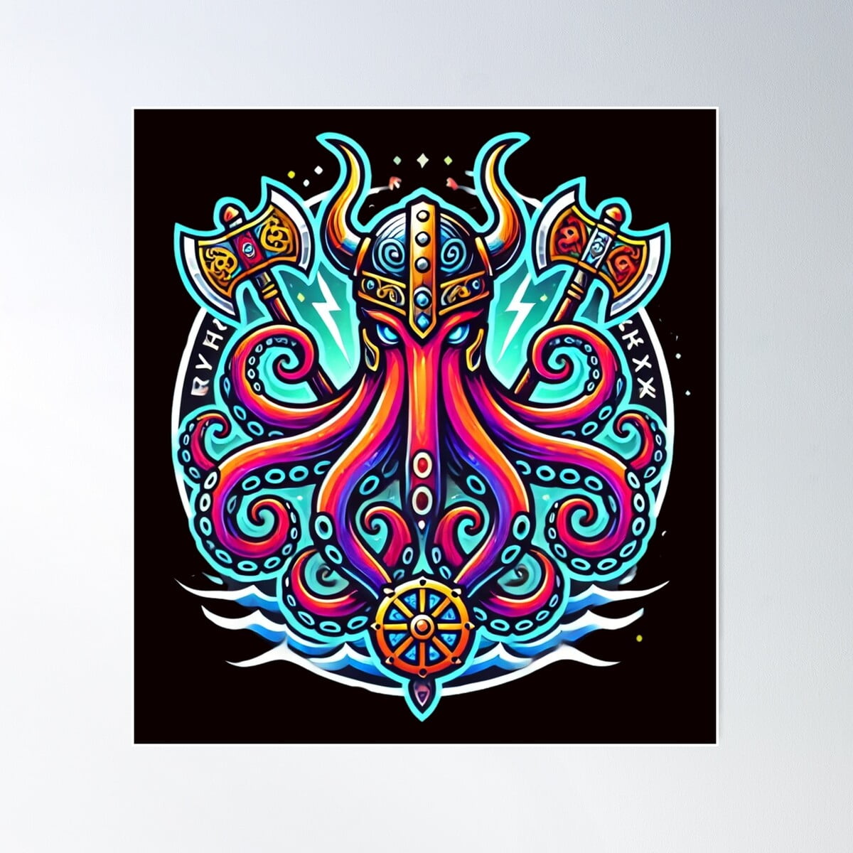 Viking Octopus Warrior - Norse Mythology Meets Ocean Power Poster Wall ...