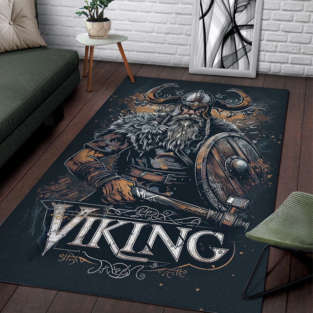 Viking Odin Nordic Warriors Area Rug, Scandinavian Mythology Viking Rug ...