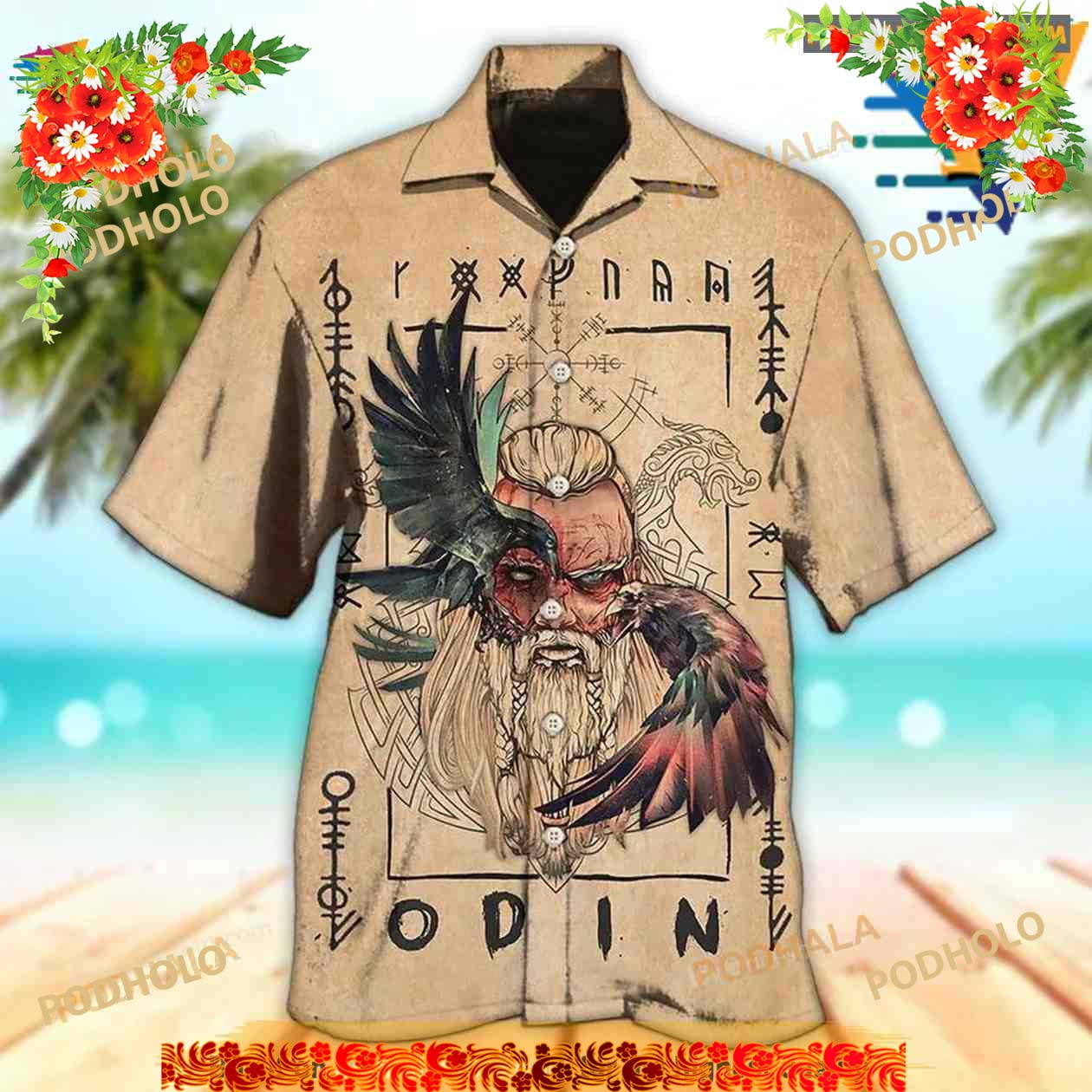 Viking Odin Sign Old Man Viking Hawaiian Shirt - Walmart.com