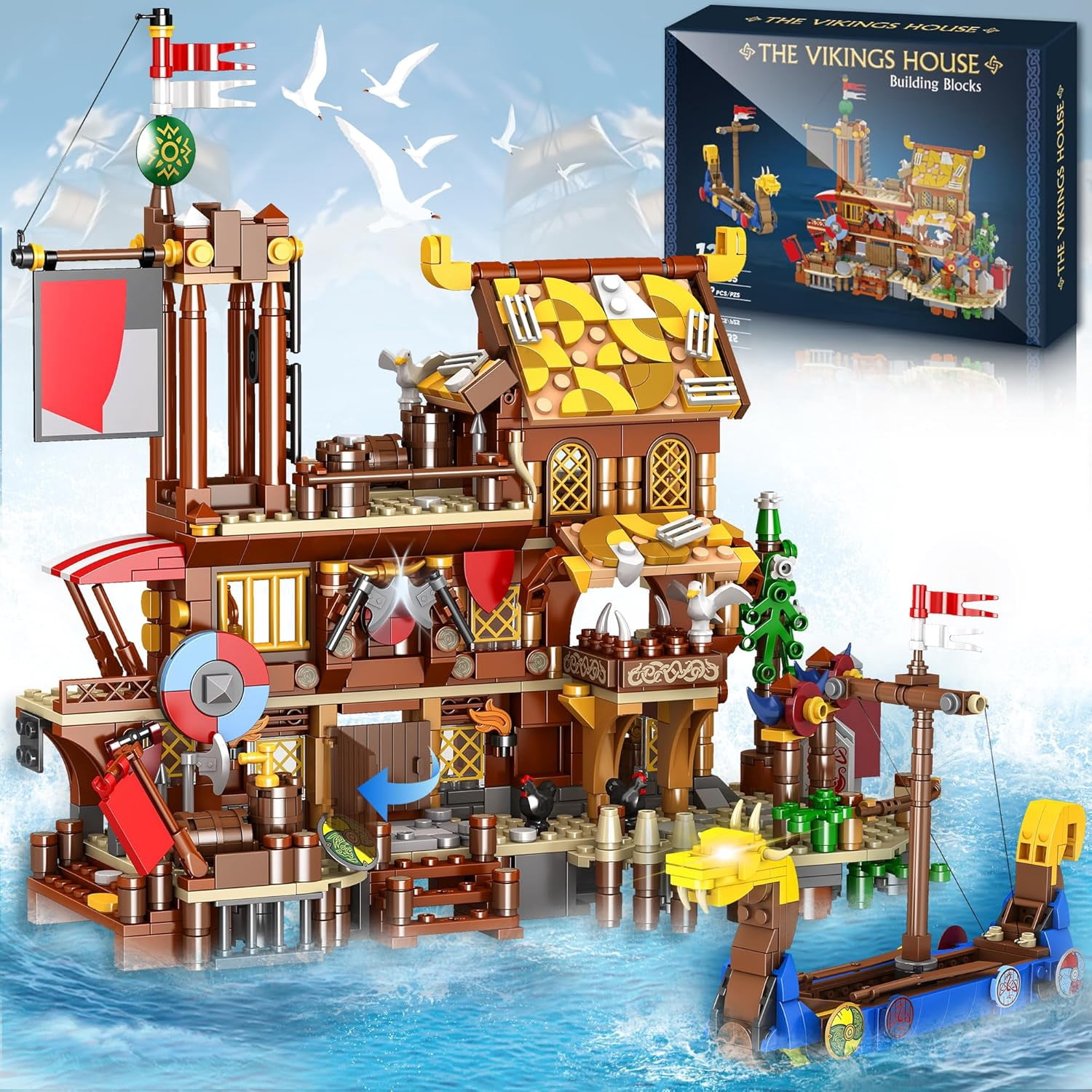 Viking Pirate Ship House Building Block for Boys age 8-12, Medieval ...