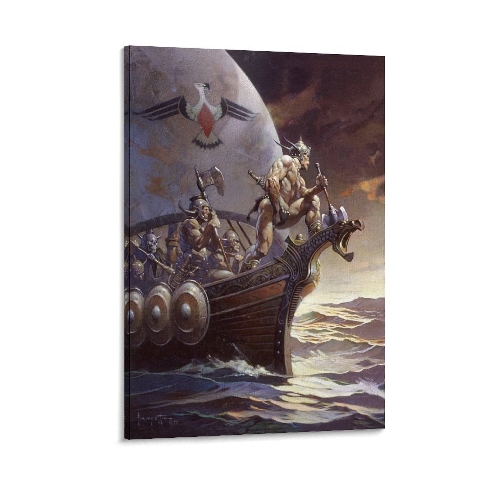 Viking Poster Gothic Fantasy Wall Art Kane on The Golden Sea by Frank ...