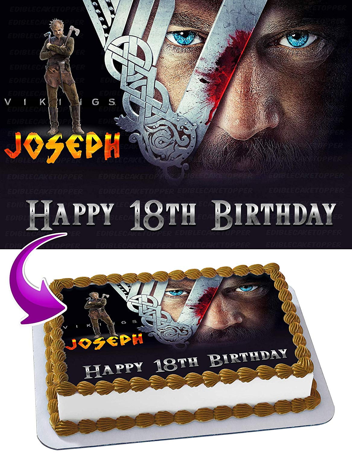 Viking Ragnar Lothbrok, Floki Edible Cake Image Topper Personalized ...