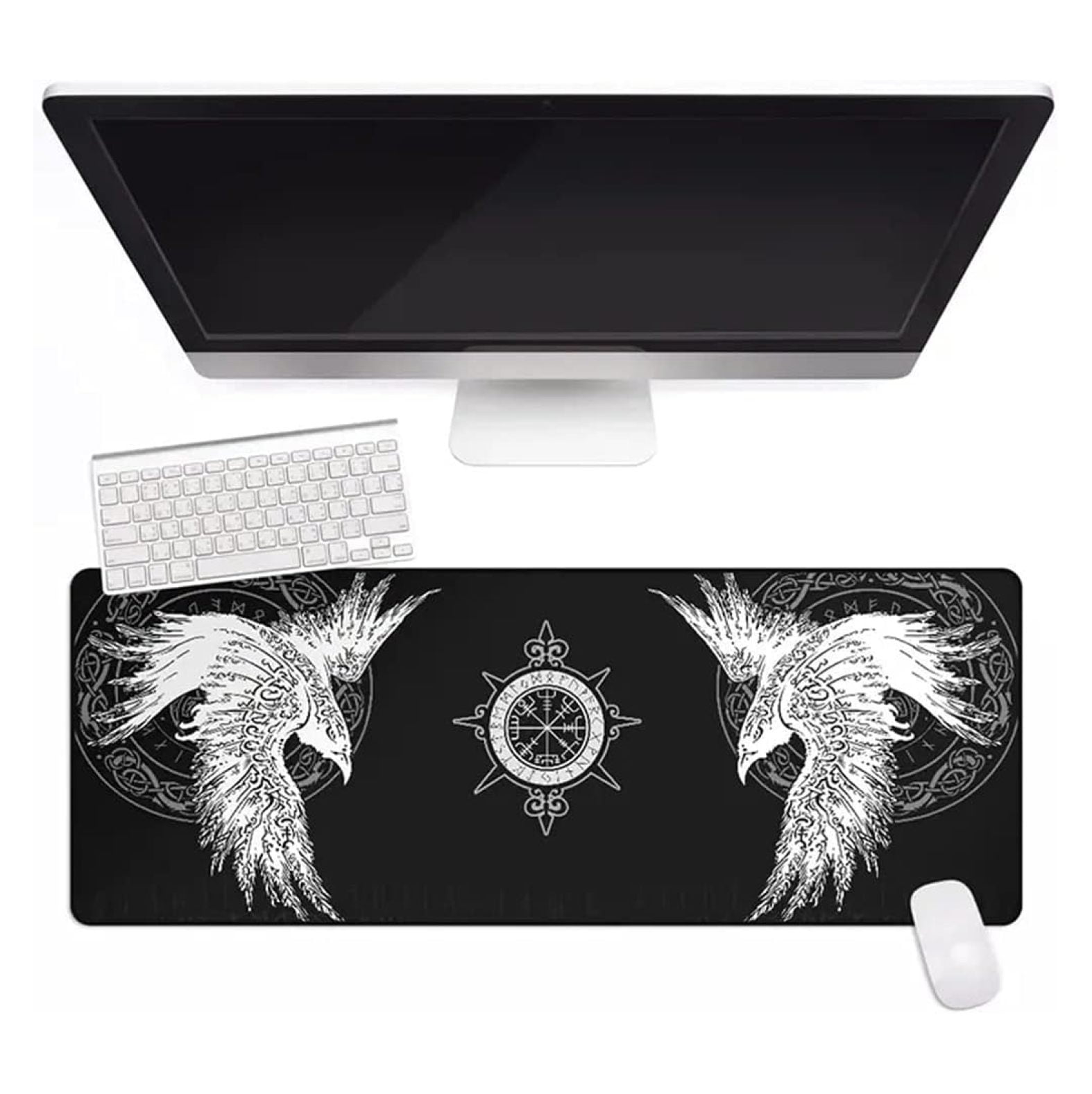 Viking Raven Rune Vegvisir Mouse Mat, 3D Print Big Extended Desk Game ...