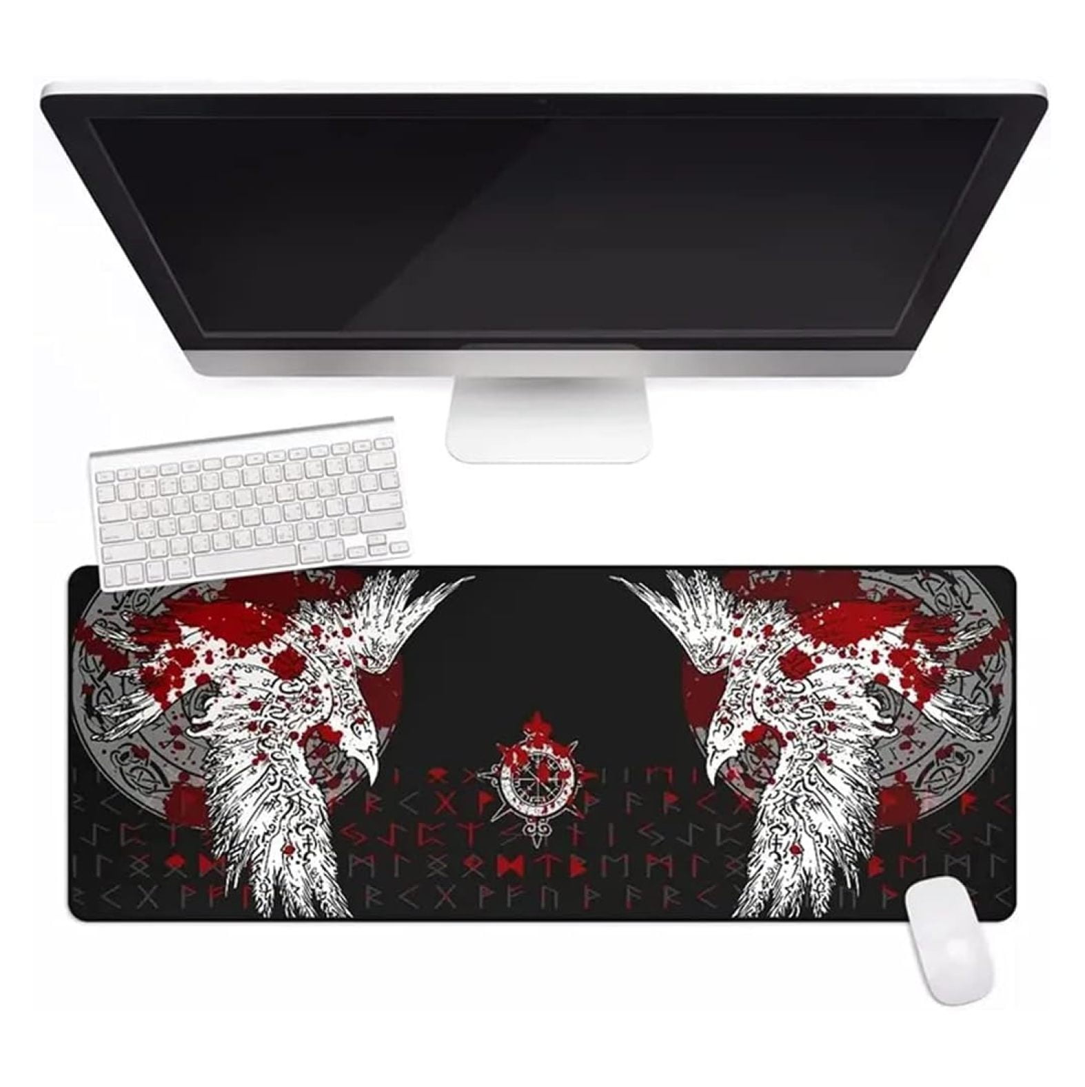 Viking Raven Rune Vegvisir Mouse Mat, 3D Print Big Extended Desk Game ...