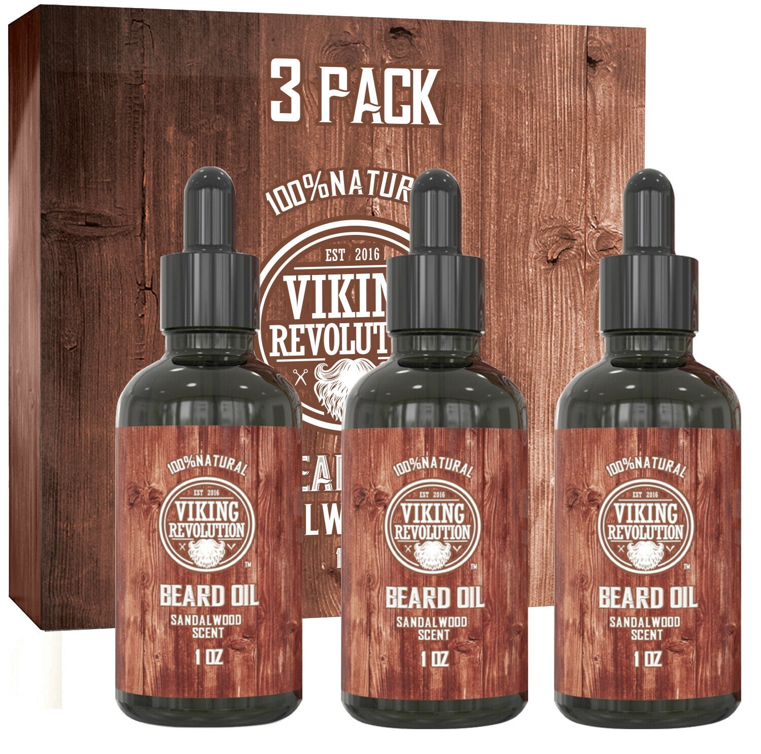 Viking Revolution Beard Oil - Sandalwood, Argan & Jojoba, 3 Pack ...
