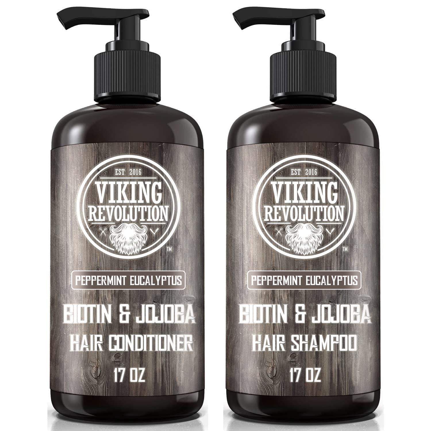 Viking Revolution Biotin Mens Shampoo and Conditioner Set - Eucalyptus ...