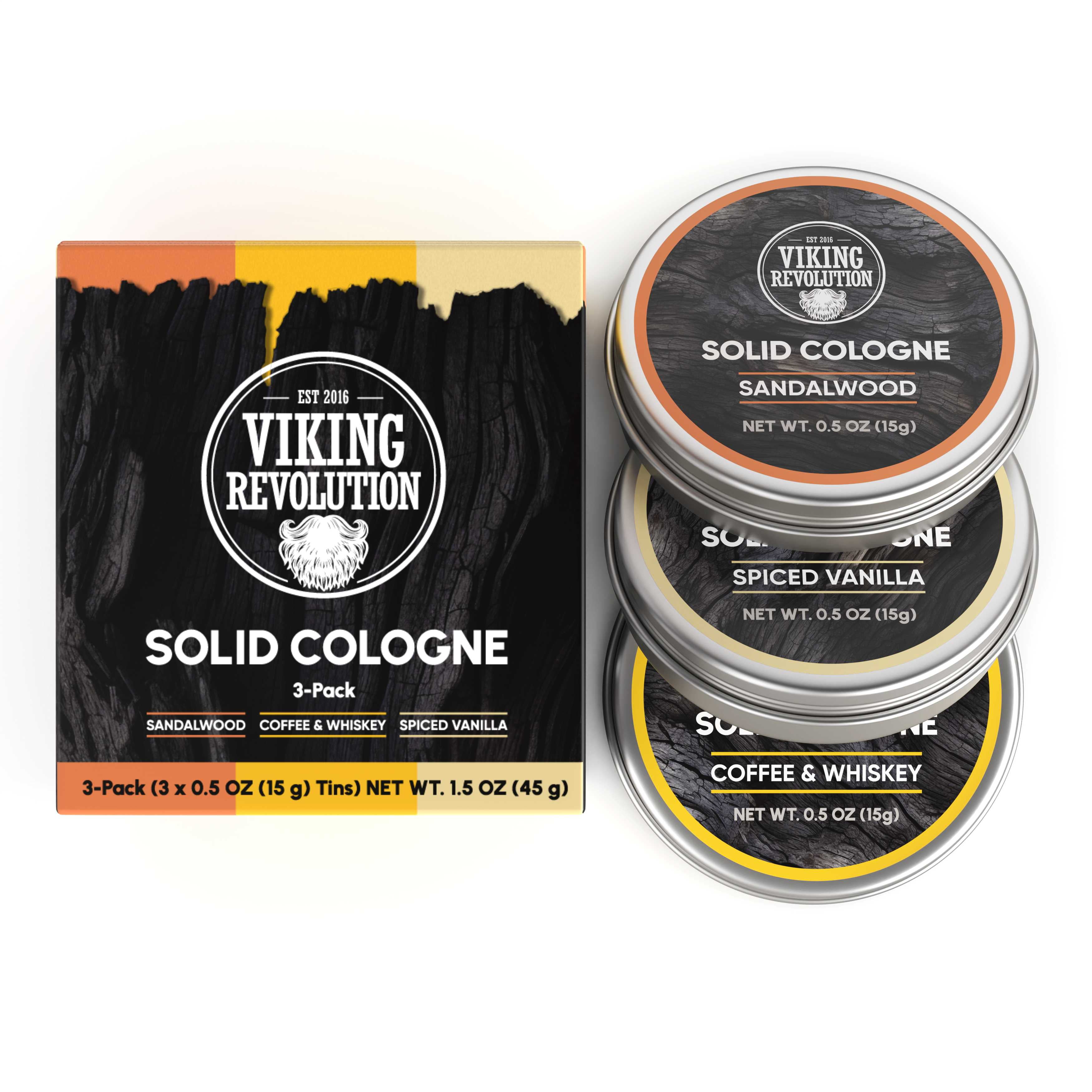 Viking Revolution Solid Cologne 3 pack (Sandalwood, Spiced Vanilla ...