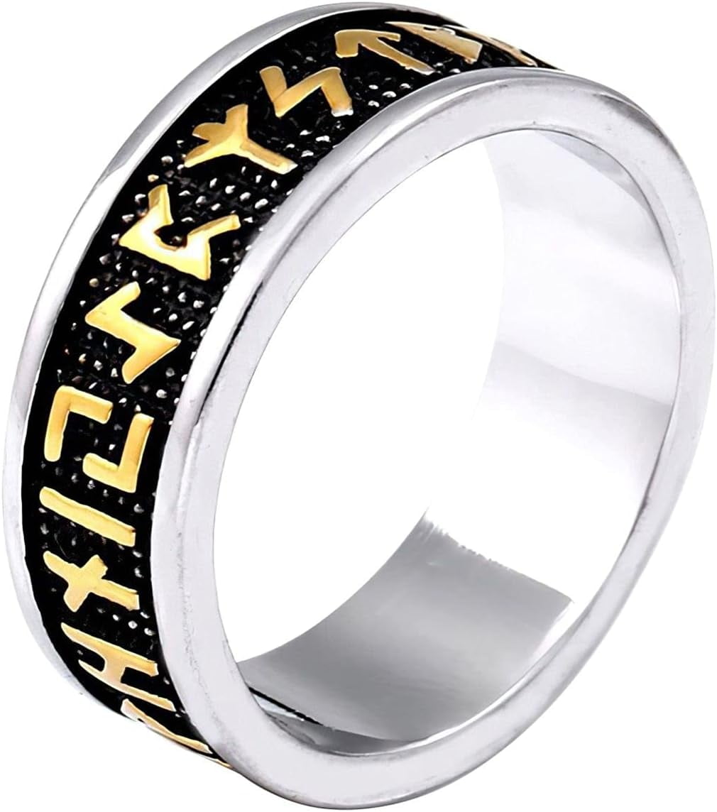 Viking Rune Ring with Elder Futhark Runes Norse Ring Scandinavian ...