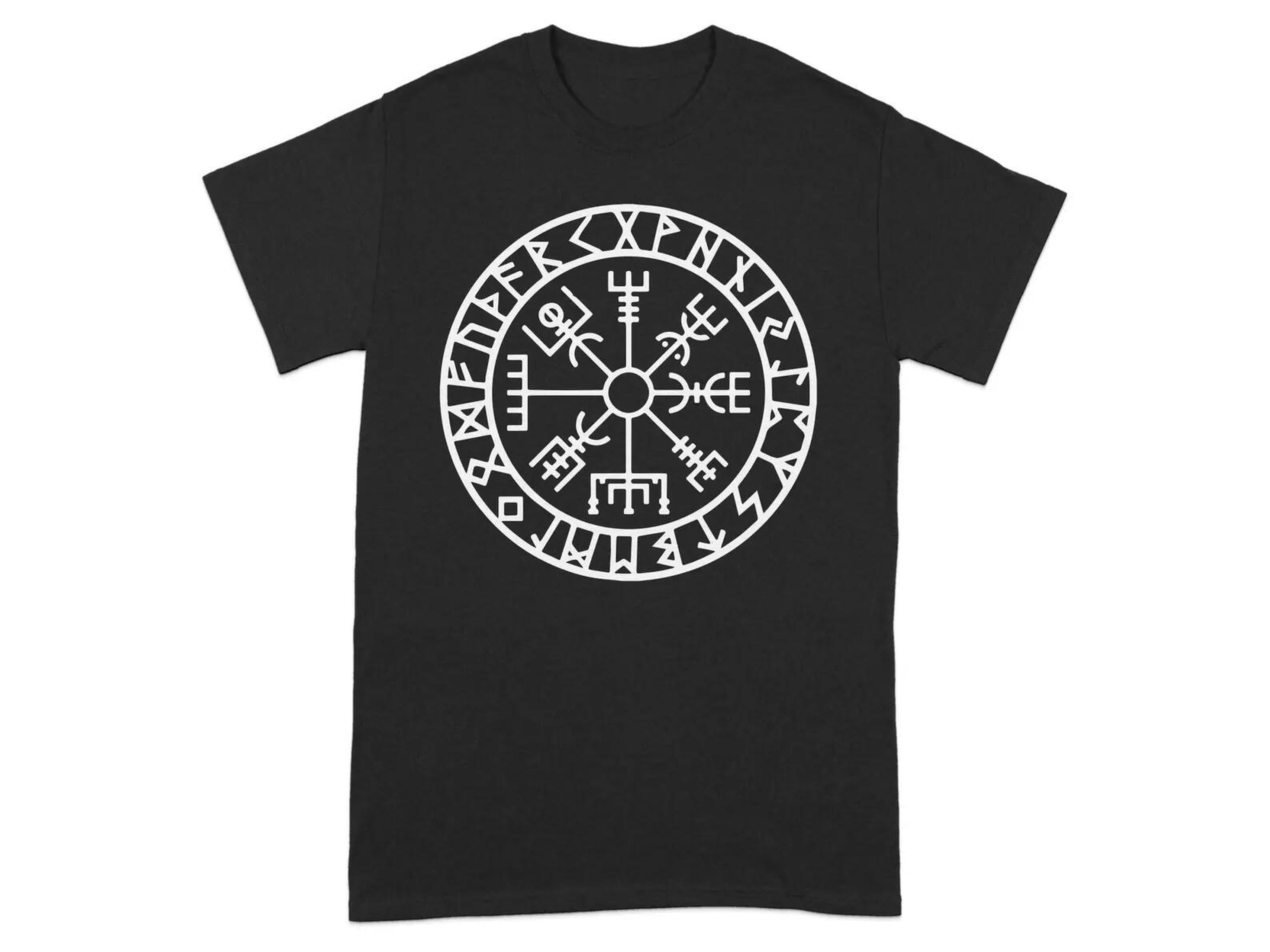 Viking Runes Vegvisir Symbol T-Shirt, Norse Compass Protective Talisman ...