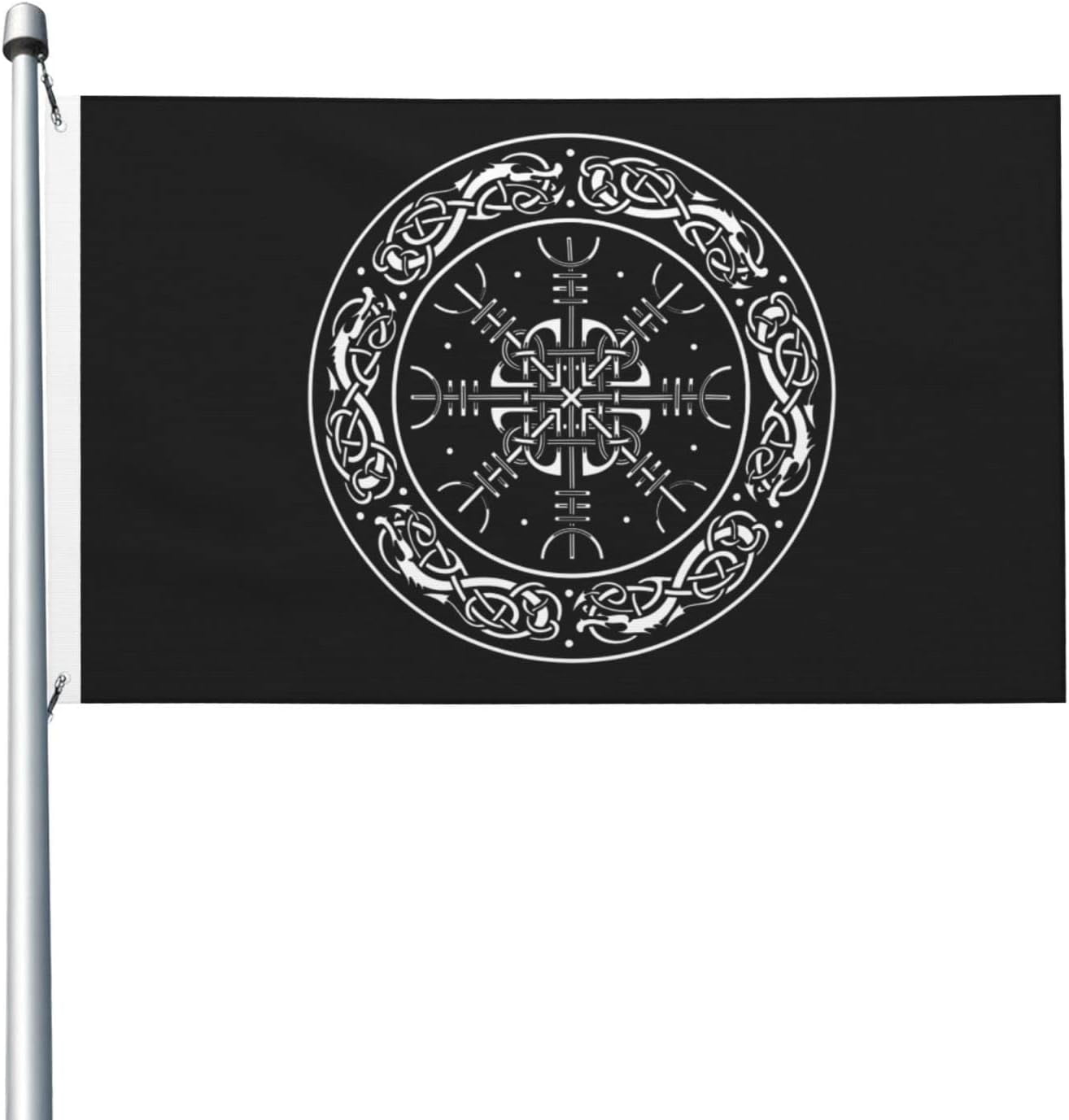 Viking Scandinavian Dragons And Aegishjalmur Flag 3x5 Ft Outdoor ...