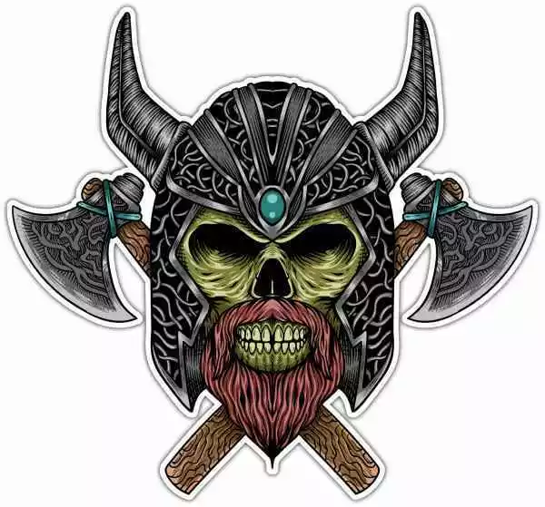 Viking Scandinavian Warrior Skull Axe Nordic Car Stickerphone Decal ...