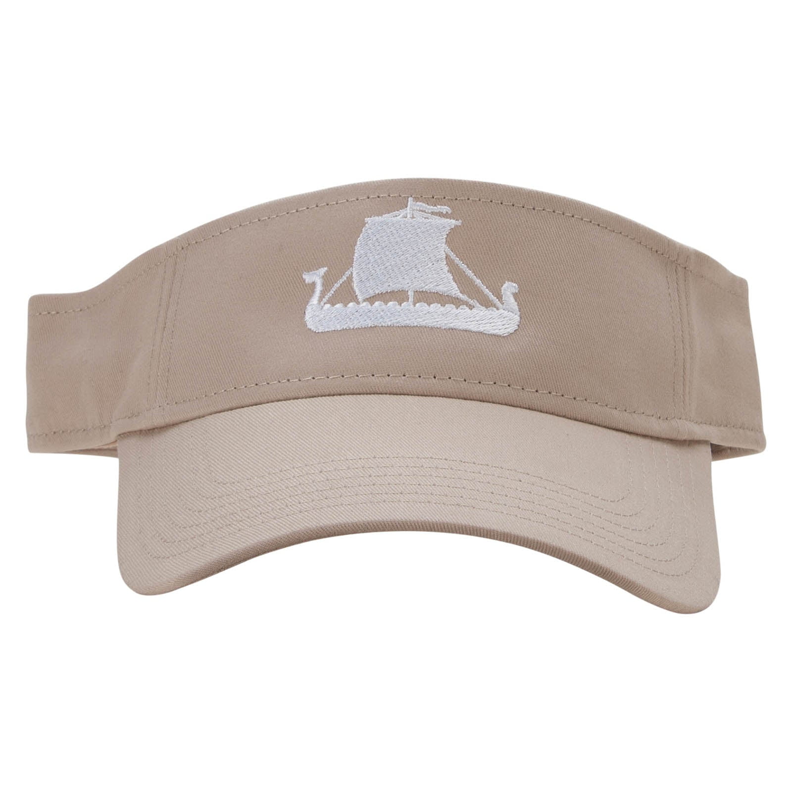 Viking Ship Embroidered Cotton Twill Sun Visor - Khaki OSFM - Walmart.com
