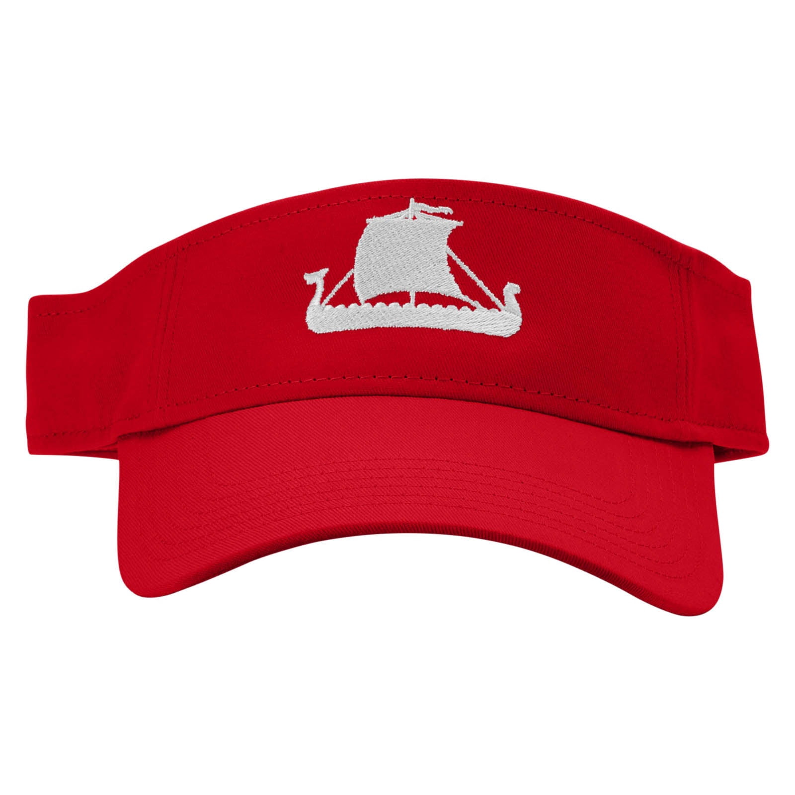 Viking Ship Embroidered Cotton Twill Sun Visor - Red OSFM - Walmart.com