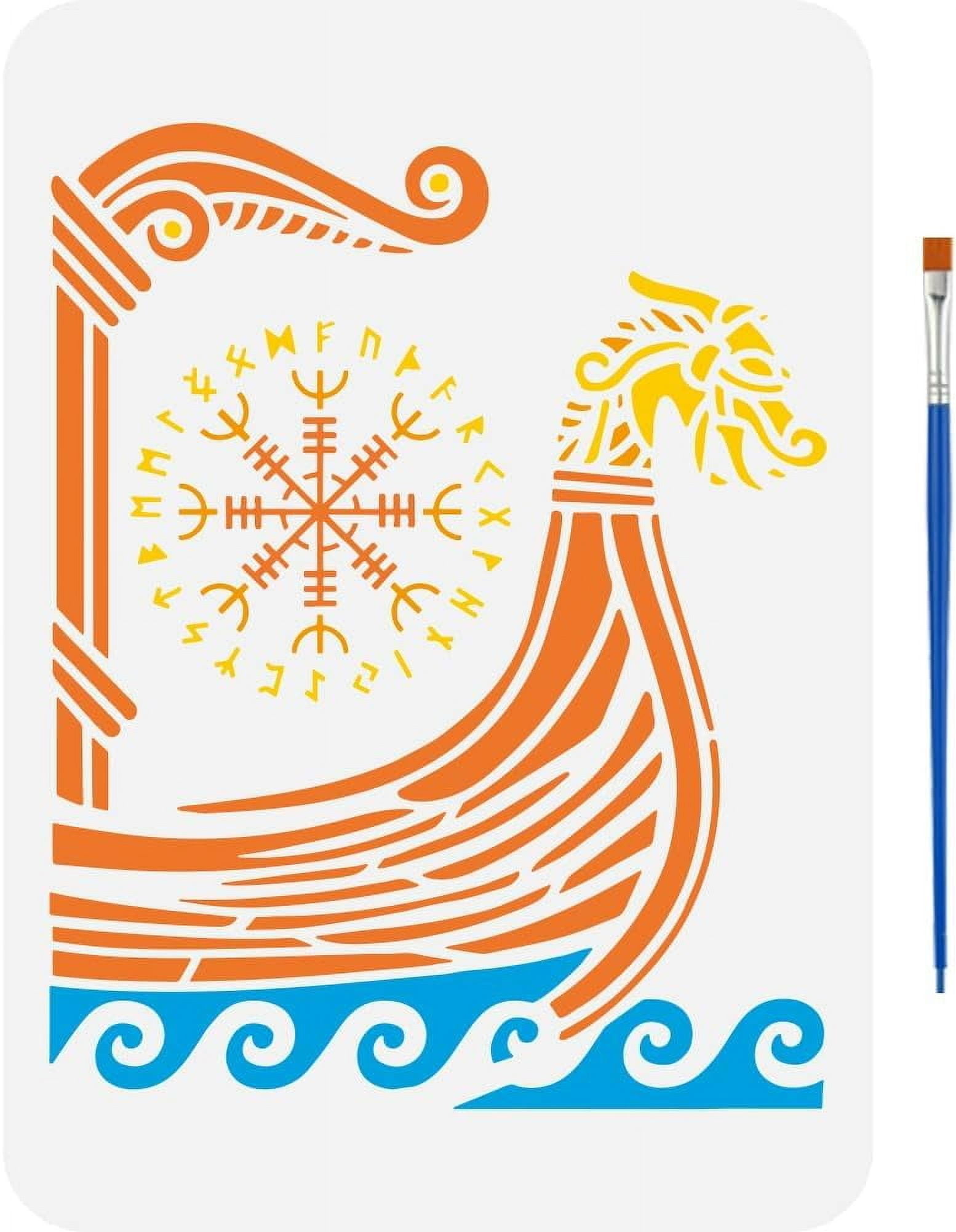 Viking Ship Stencils 11.7x8.3Inch Viking Themes Stencils with a Paint ...