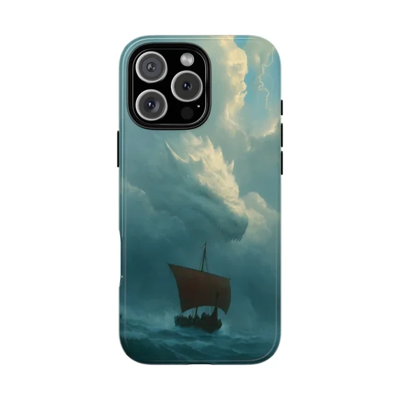 Viking Ship with a White Cloud Dragon Phone Case with iPhone 17 to 11 ...