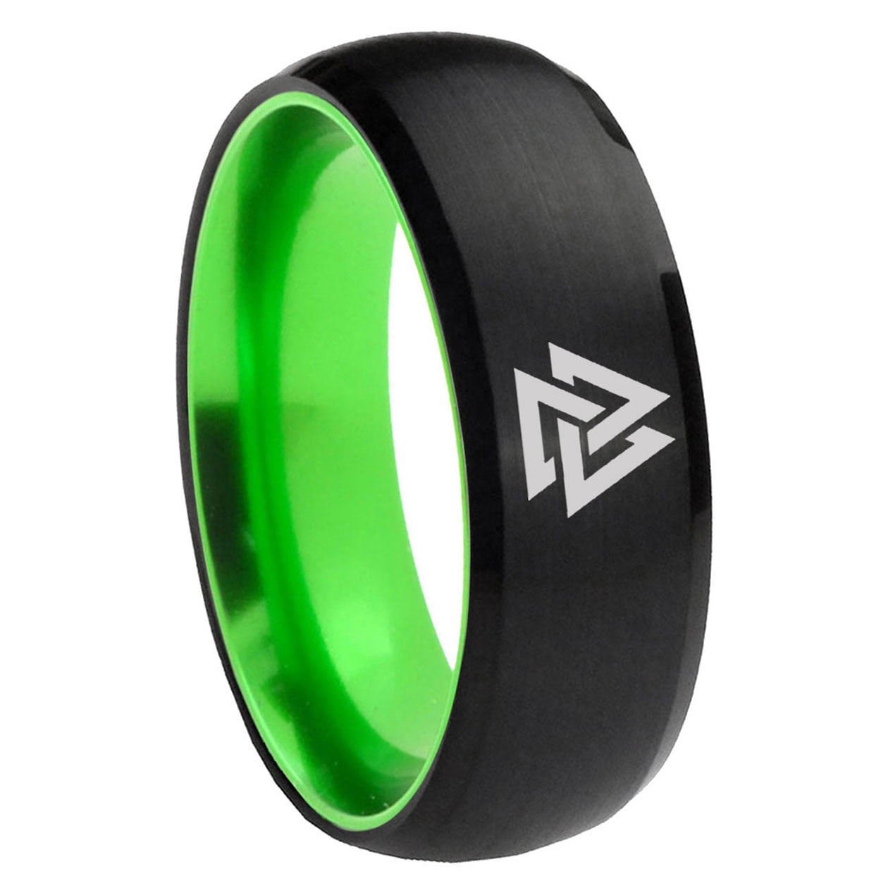 Viking Symbol 8MM Dome Black And Green Tungsten Carbide Ring - Walmart.com