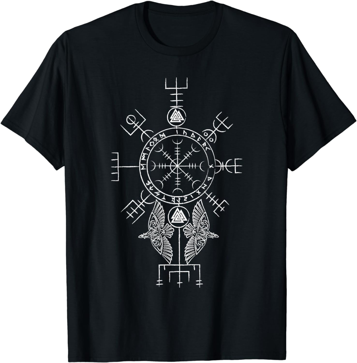 Viking Symbols - Ravens - Aegishjalmur - Vegvisir - Valknut T-Shirt ...