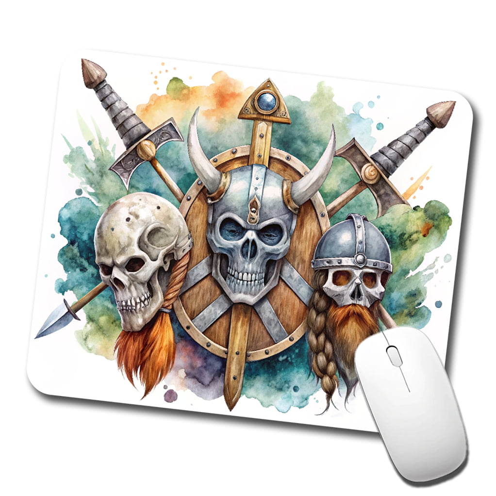 Viking Symbols Shields Swords Skulls Watercolor Mouse Pad Low Profile ...