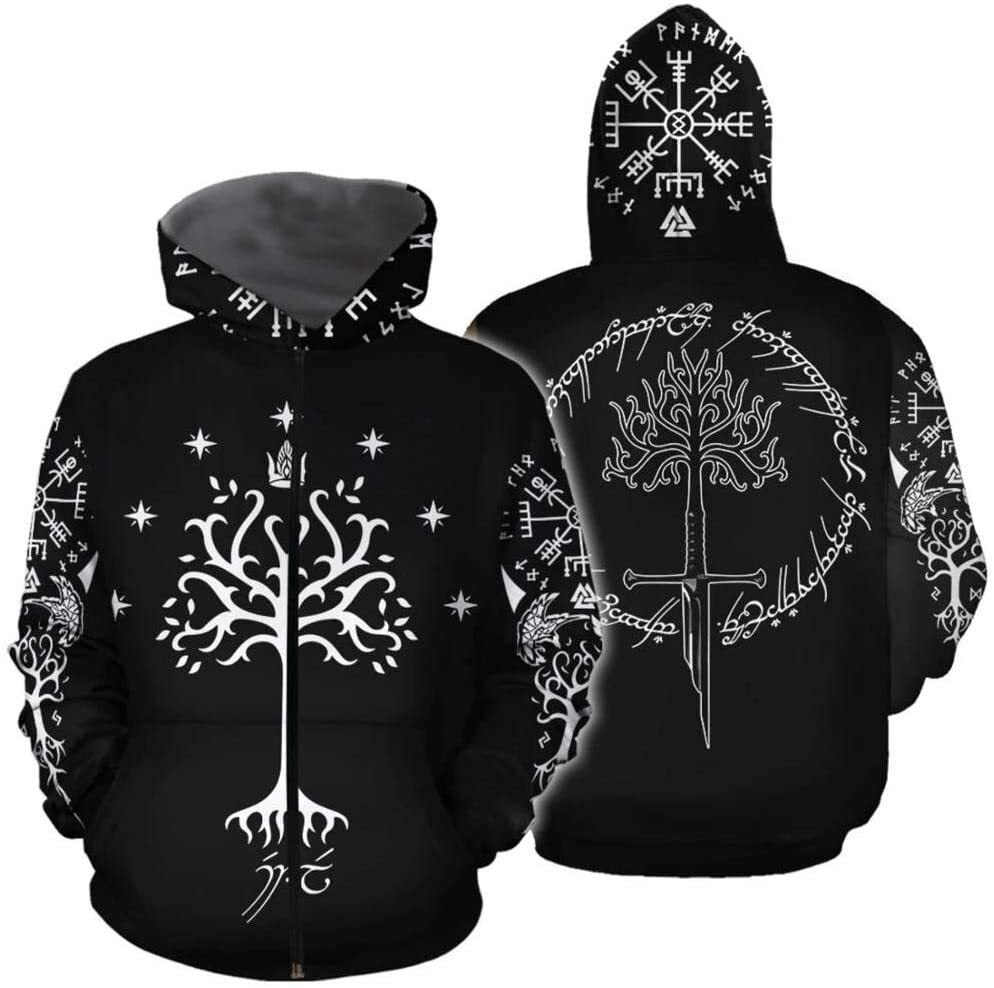 Viking Tattoo Hoodie For Men, 3D Print Unisex Street Sweater, Tree Of ...