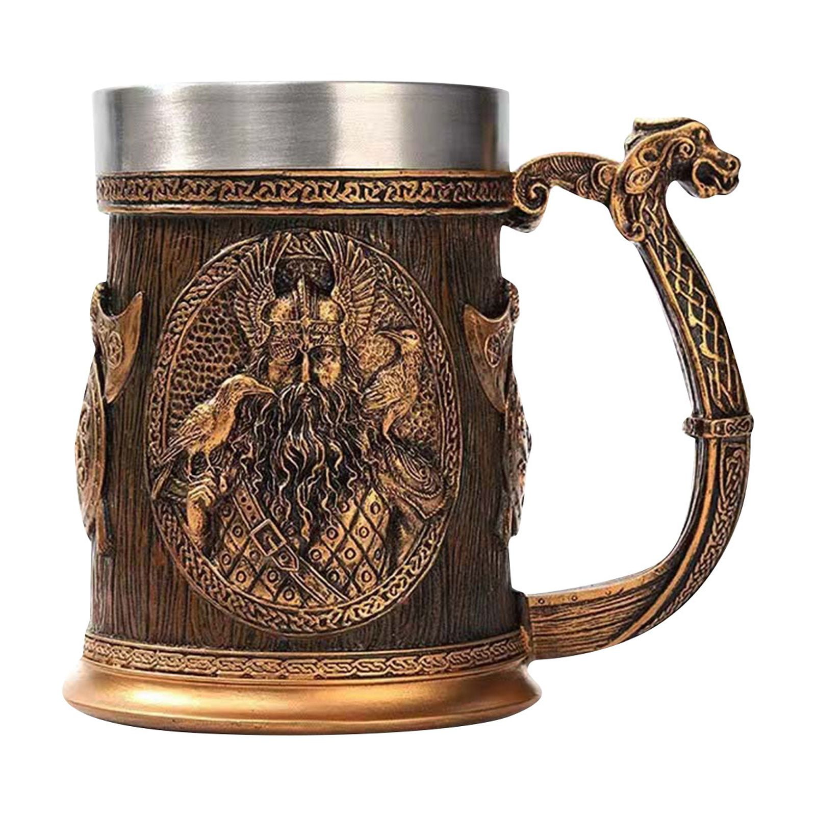 Viking-Themed Stainless Steel Tankard with Intricate Norse Design, 17oz ...