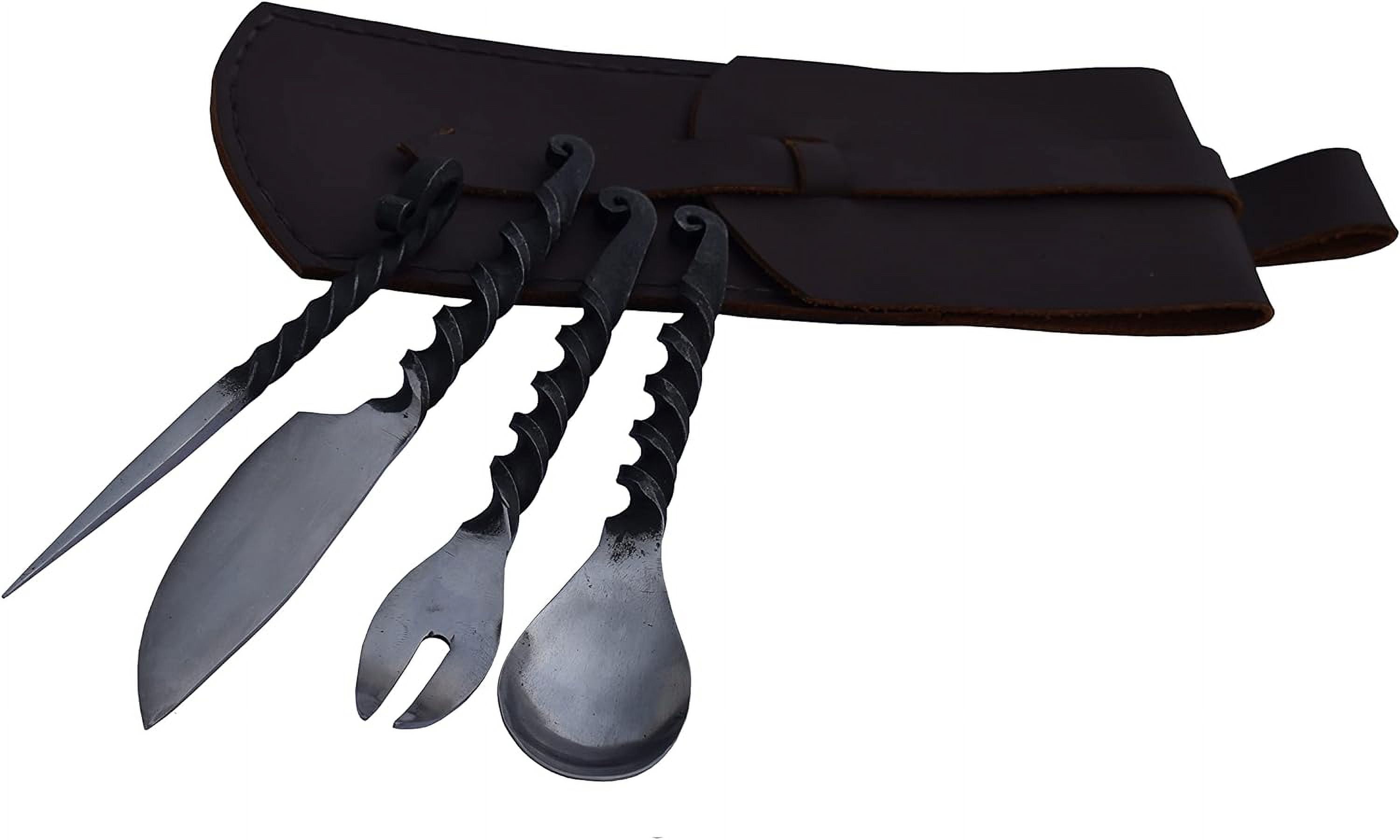 Viking Traders Hand Forged Twisted Medieval Eating Utensil Set ...