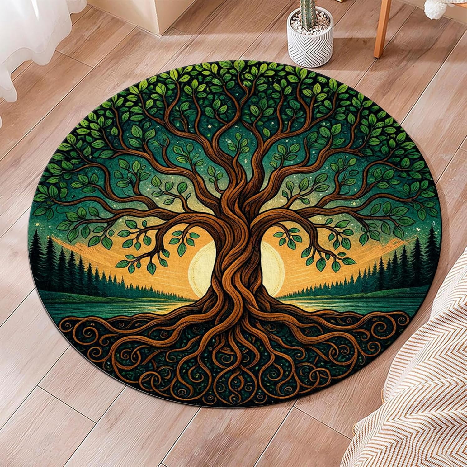Viking Tree of Life Symbol Round Rug, Celtic circle carpet for ...